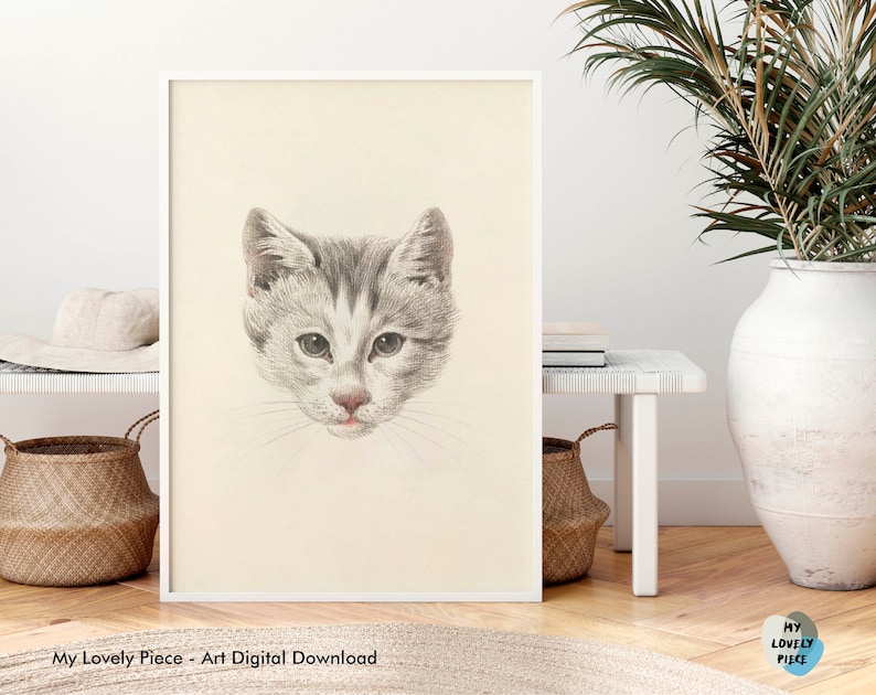 Cat Face Drawing Cute Cat Head Sketch Cat Pencil Portrait Artwork Cat ...