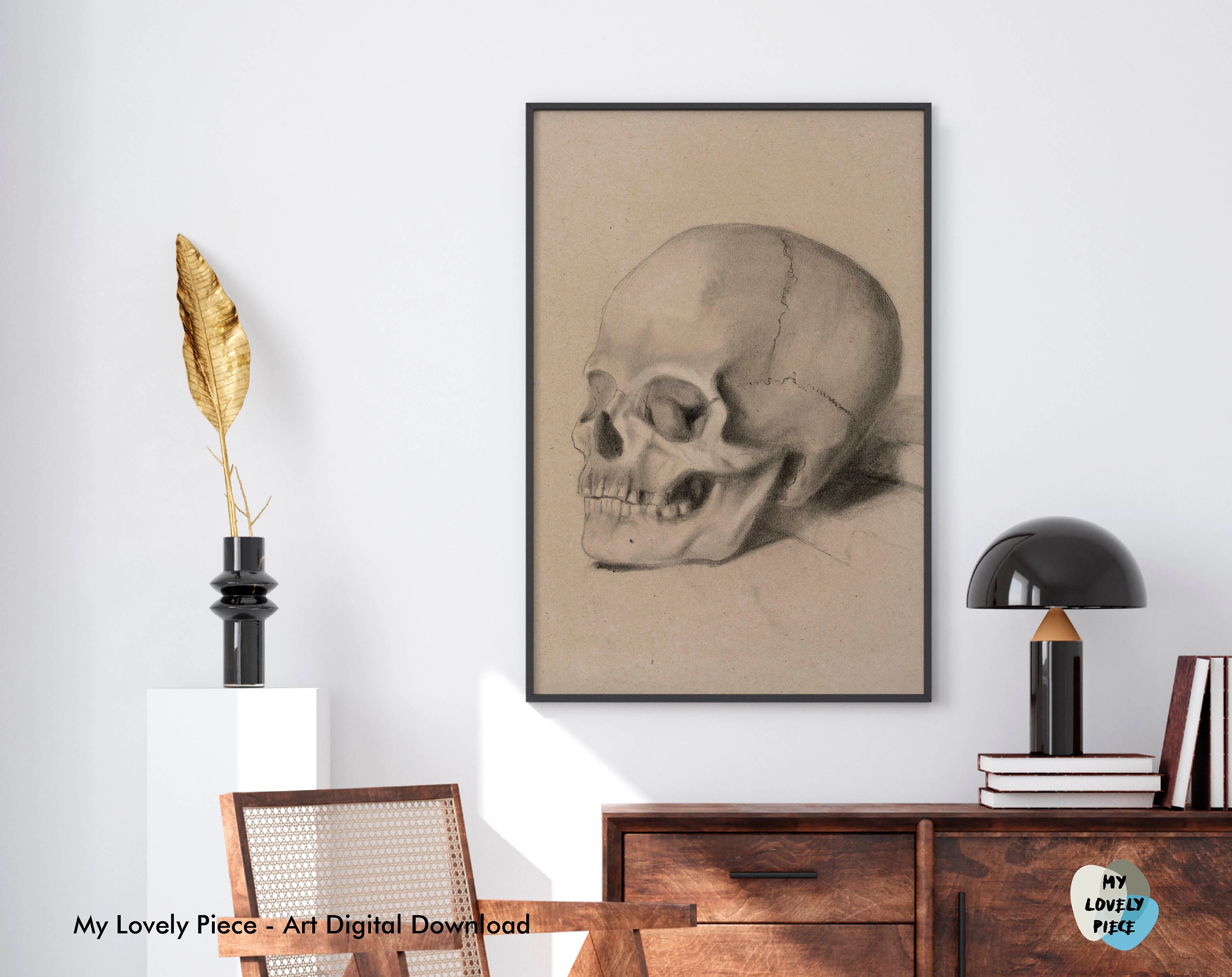 Human Skull Study on Paper Vintage Printable Sketch Instant - Etsy