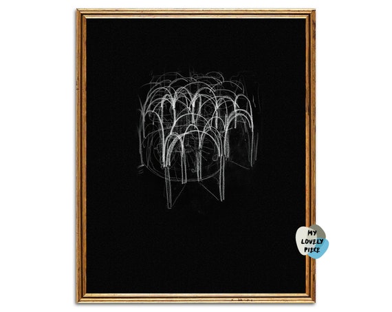 Architectural Sketch Black and White Chalk Vaults Drawing | Etsy