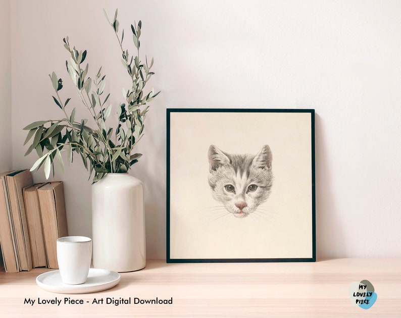 Cat Face Drawing Cute Cat Head Sketch Cat Pencil Portrait Artwork Cat ...