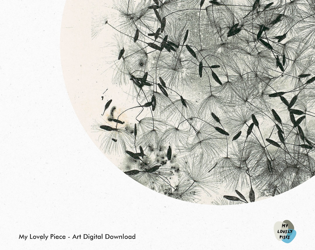 Modern Dandelion Seeds Art File Abstract Circle of Dandelions Printable ...