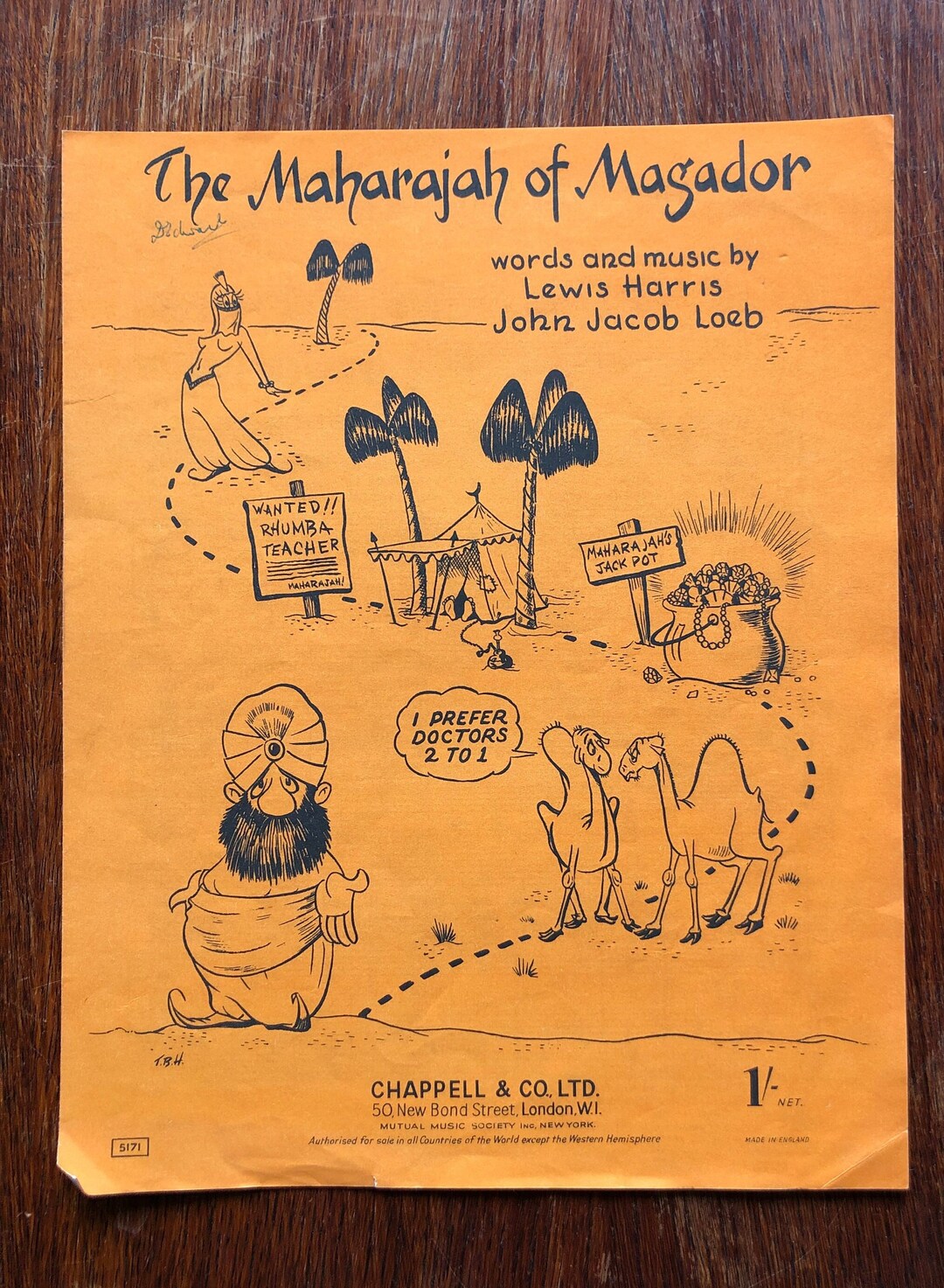 The Maharajah of Magador Sheet Music Rhumba Tempo 1948 T. B. H. Cover ...
