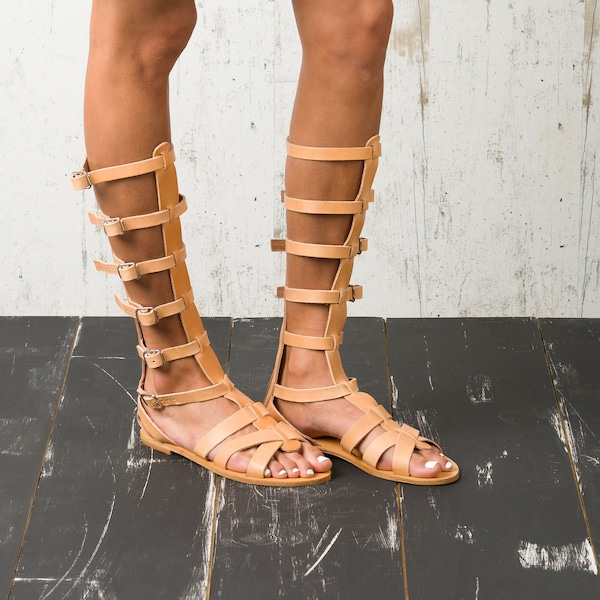 Knee High Gladiator Sandals - Etsy