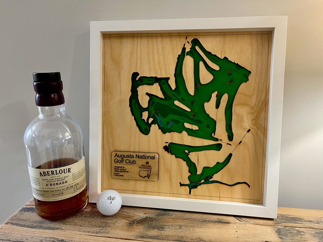 Augusta National Golf Club Wooden Map: Laser Engraved Golf Course Art ...