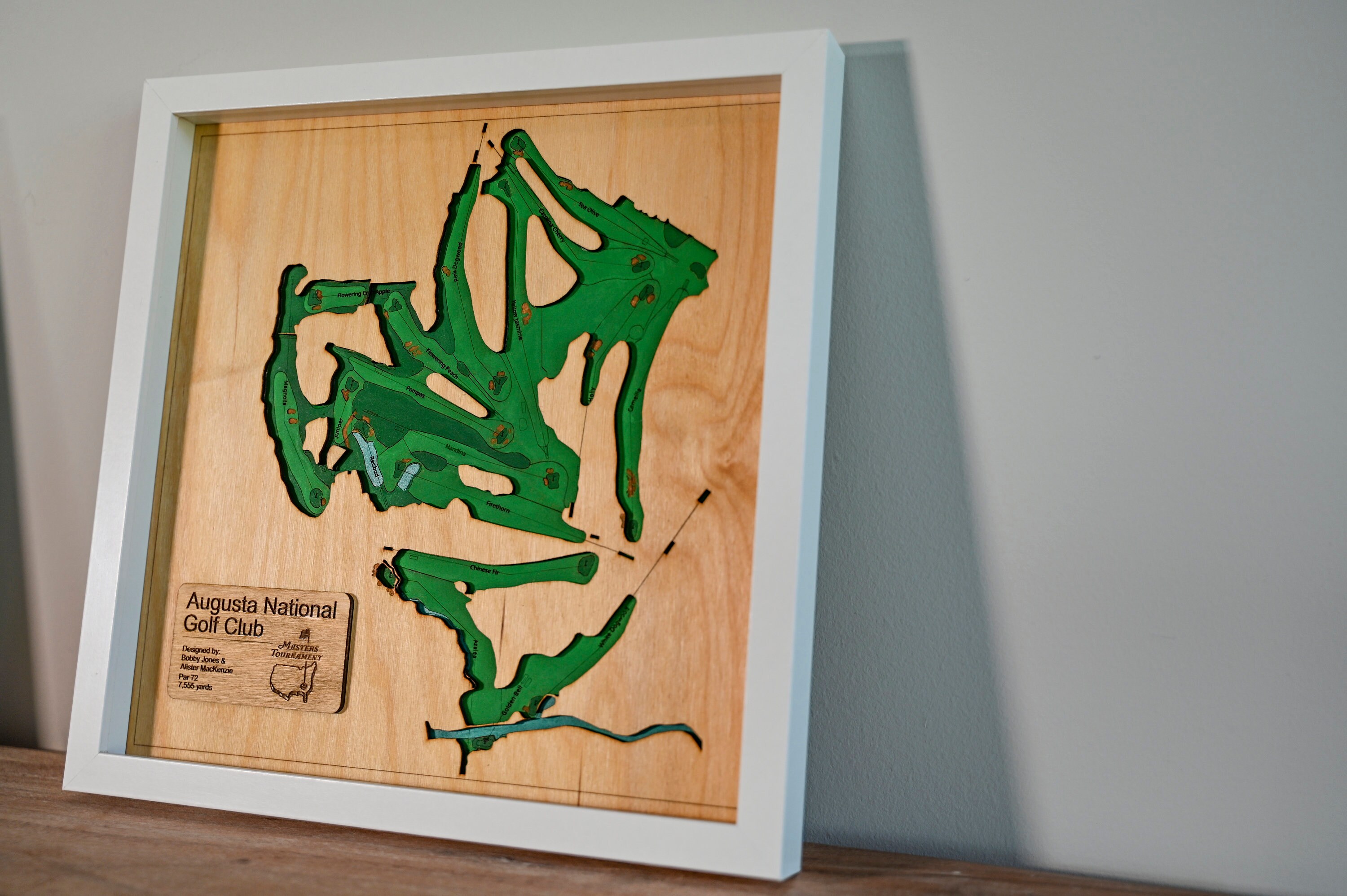 Augusta National Golf Club Wooden Map: Laser Engraved Golf Course Art ...