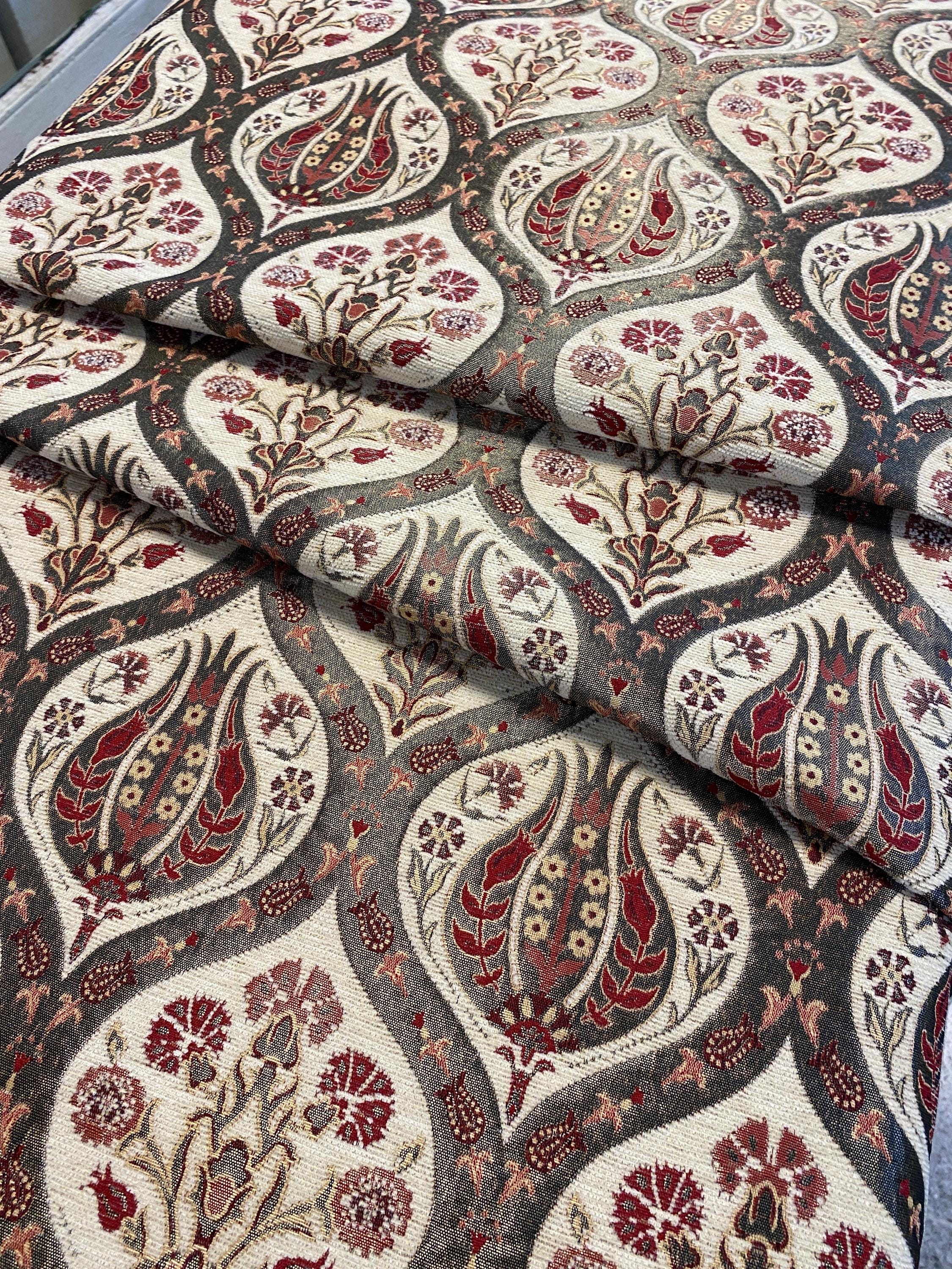 Turkish Tulip Upholstery Fabric by the Yard – Ottoman Chenille Jacquard ...