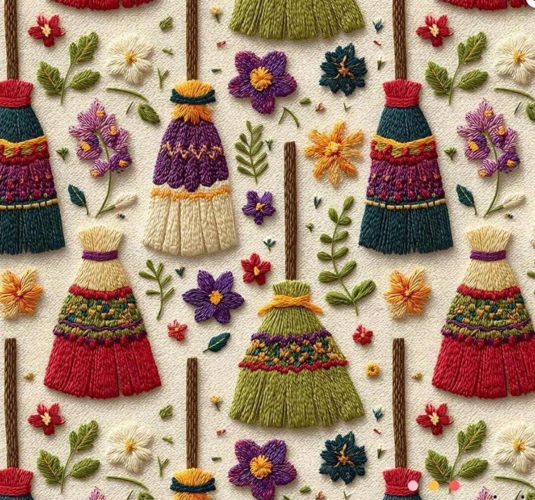 Printed Autumn Brooms Upholstery Fabric by Yard, 3D Embroidery Effect ...