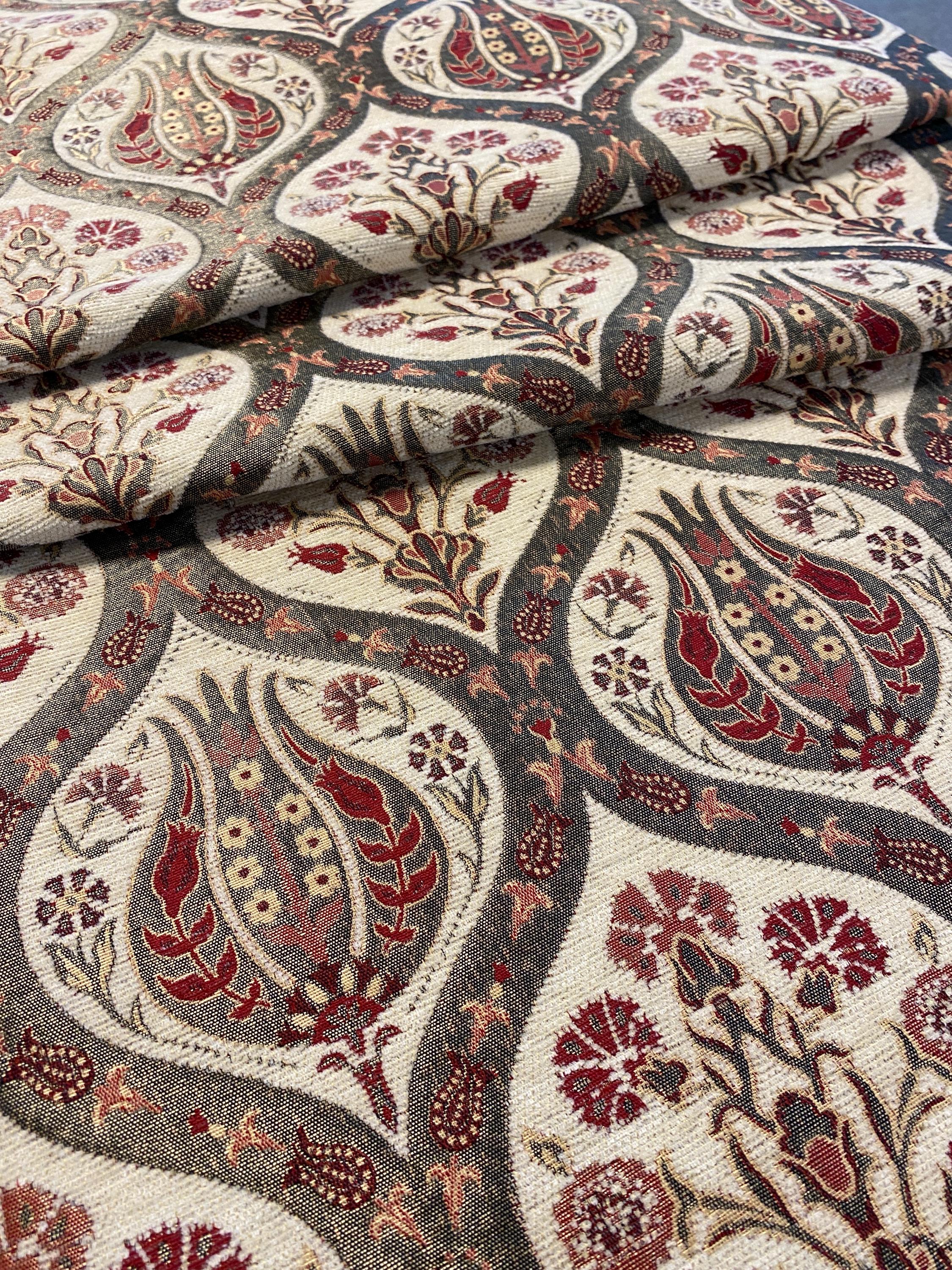 Turkish Tulip Upholstery Fabric by the Yard – Ottoman Chenille Jacquard ...