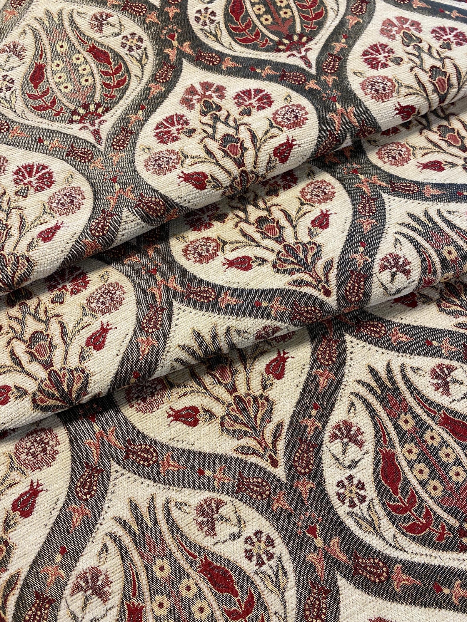 Turkish Tulip Upholstery Fabric by the Yard – Ottoman Chenille Jacquard ...