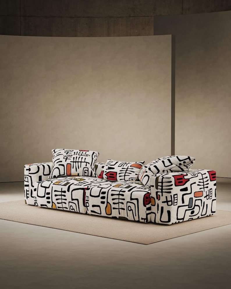 GRAFFITI Boucle Upholstery Fabric by the Yard | Street Art Hand-drawn ...