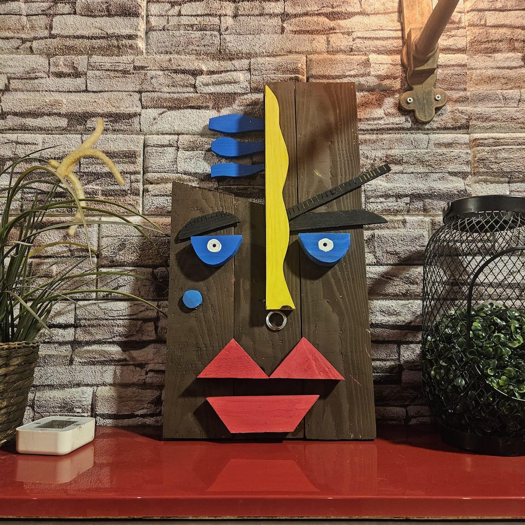 Handmade Cubist Wood Face Mask Wall Art, Modern Rustic Decor - Etsy