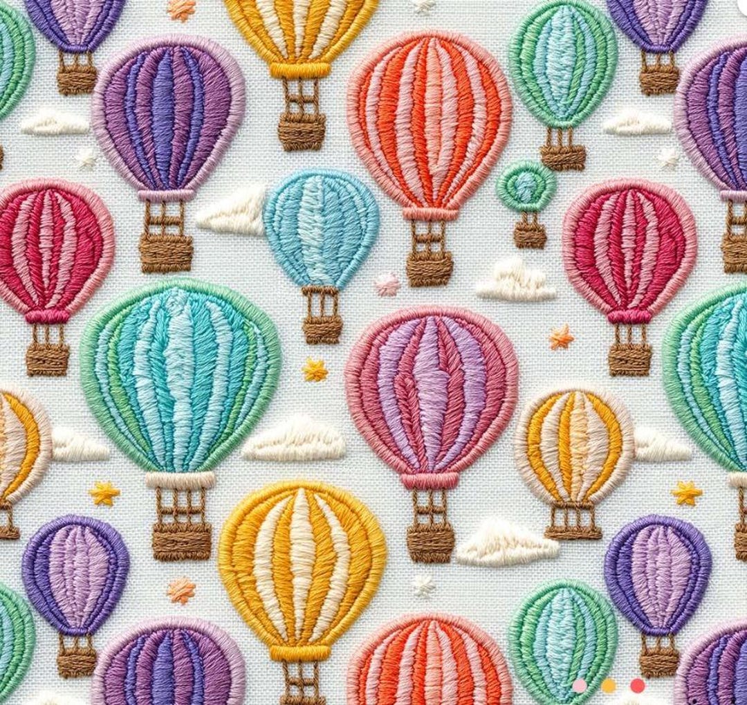 Hot Air Balloon Fabric, 3D Embroidery Effect Print, Colorful Polyester ...