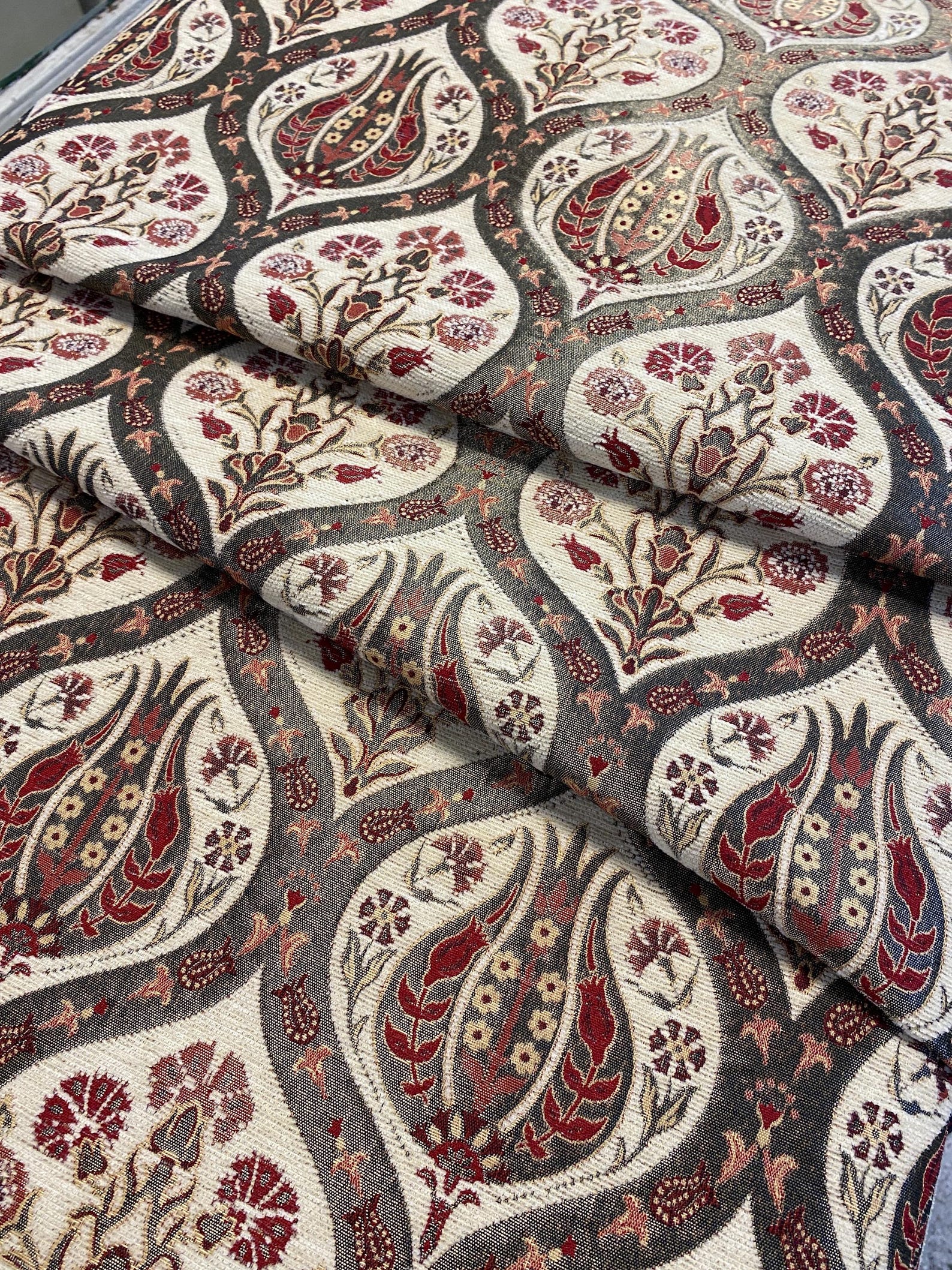 Turkish Tulip Upholstery Fabric by the Yard – Ottoman Chenille Jacquard ...