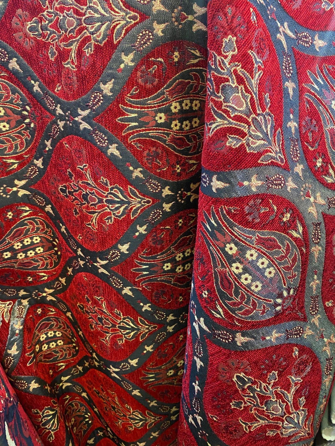Turkish Tulip Upholstery Fabric by the Yard – Ottoman Chenille Jacquard ...
