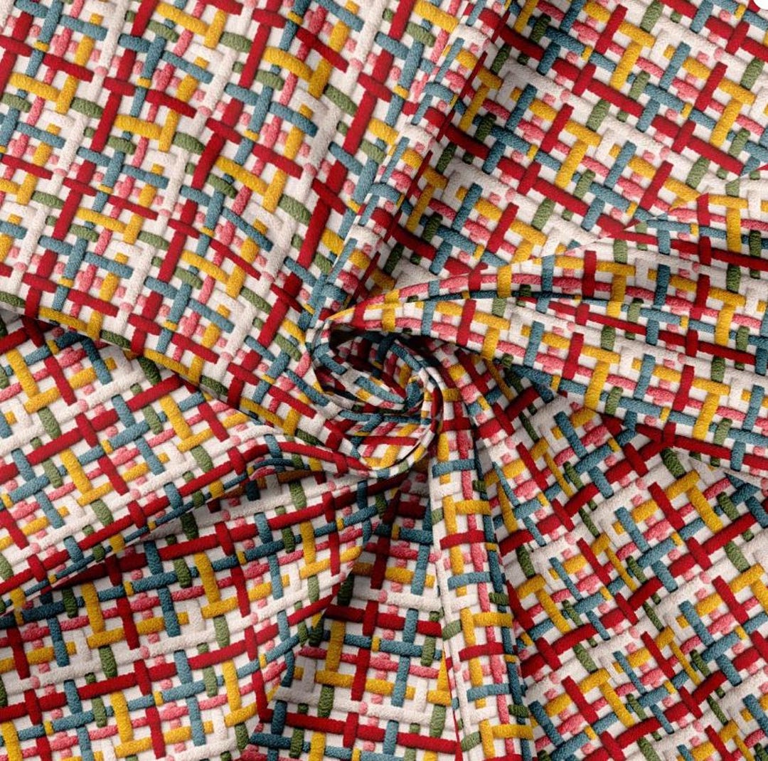 Basketweave Fabric | Colorful 3D Print Polyester Upholstery - Etsy