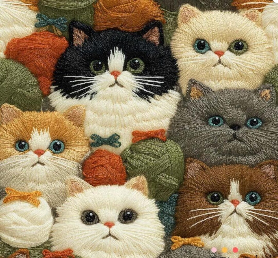 3D Embroidered Effect Cat Fabric | Polyester Upholstery Fabric - Etsy