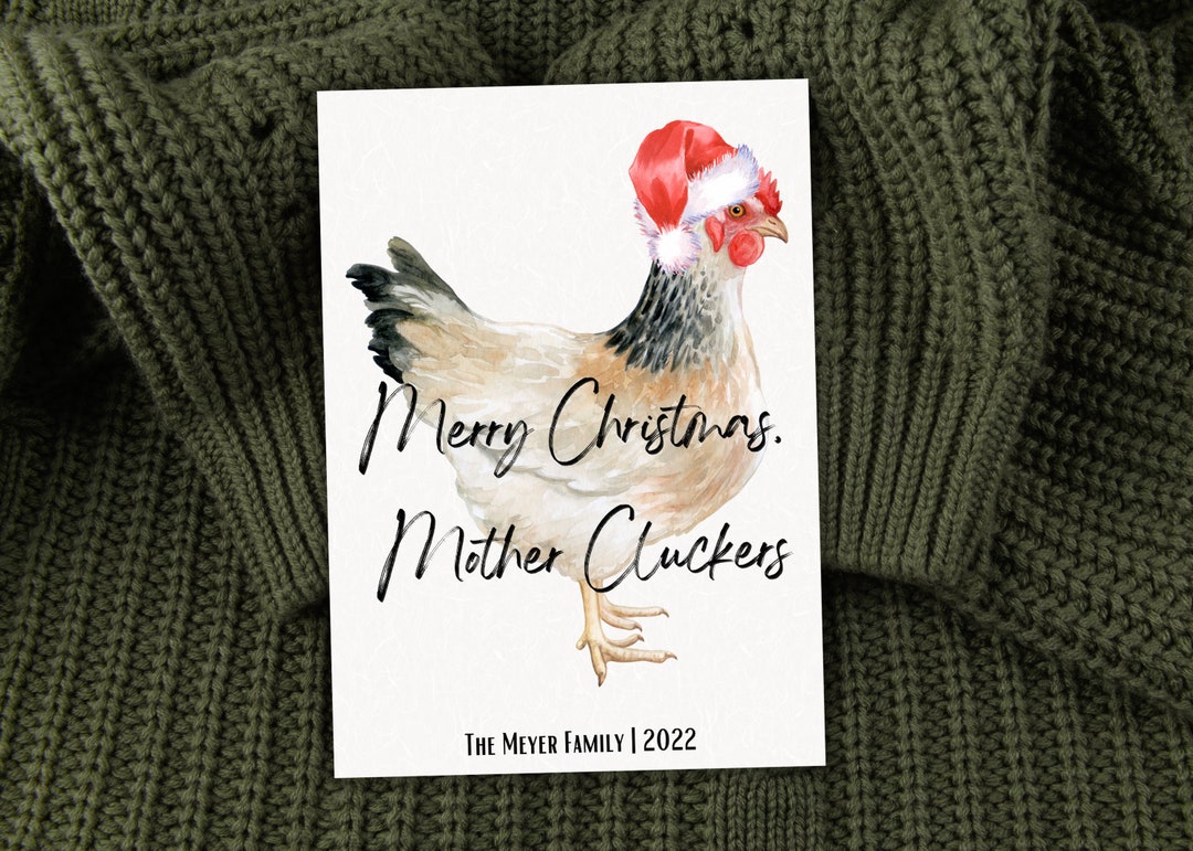 5x7 Funny Chicken Christmas Holiday Card Template Simple & Fun Digital ...