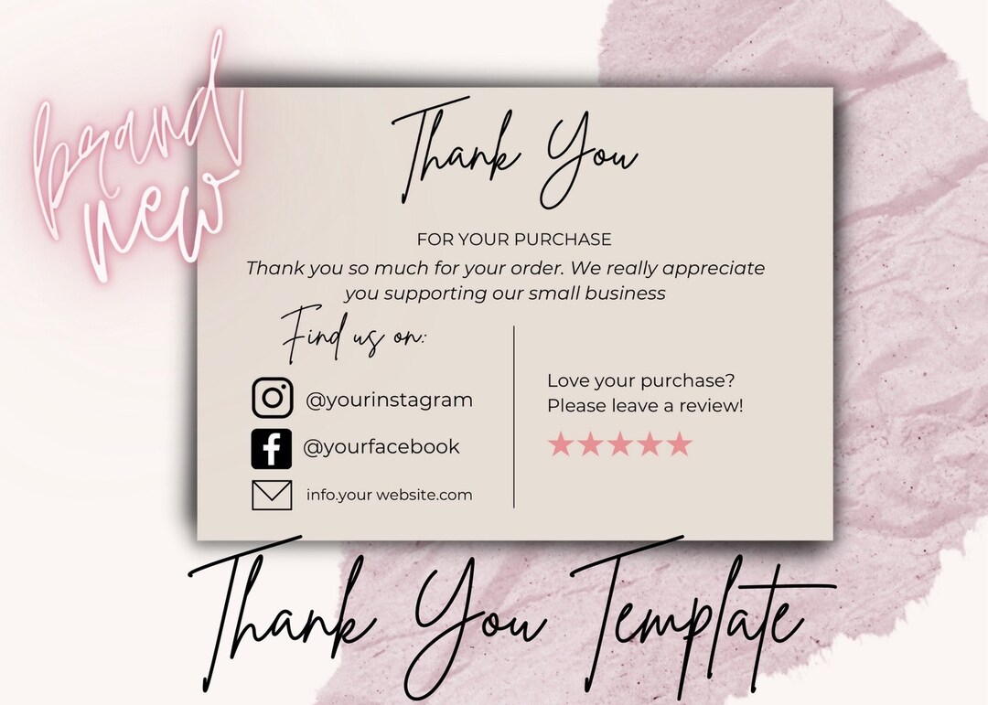 Thank You Template Simple Digital Download - Etsy