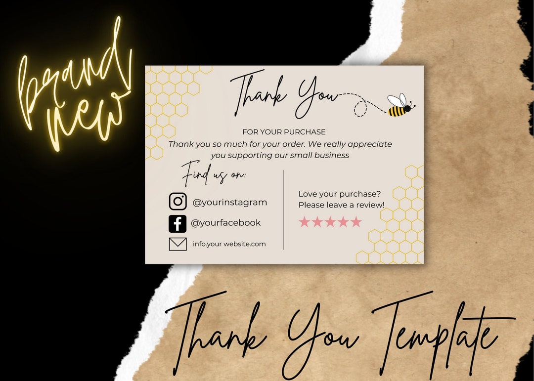 Thank You Template Bumble Bee Digital Download - Etsy