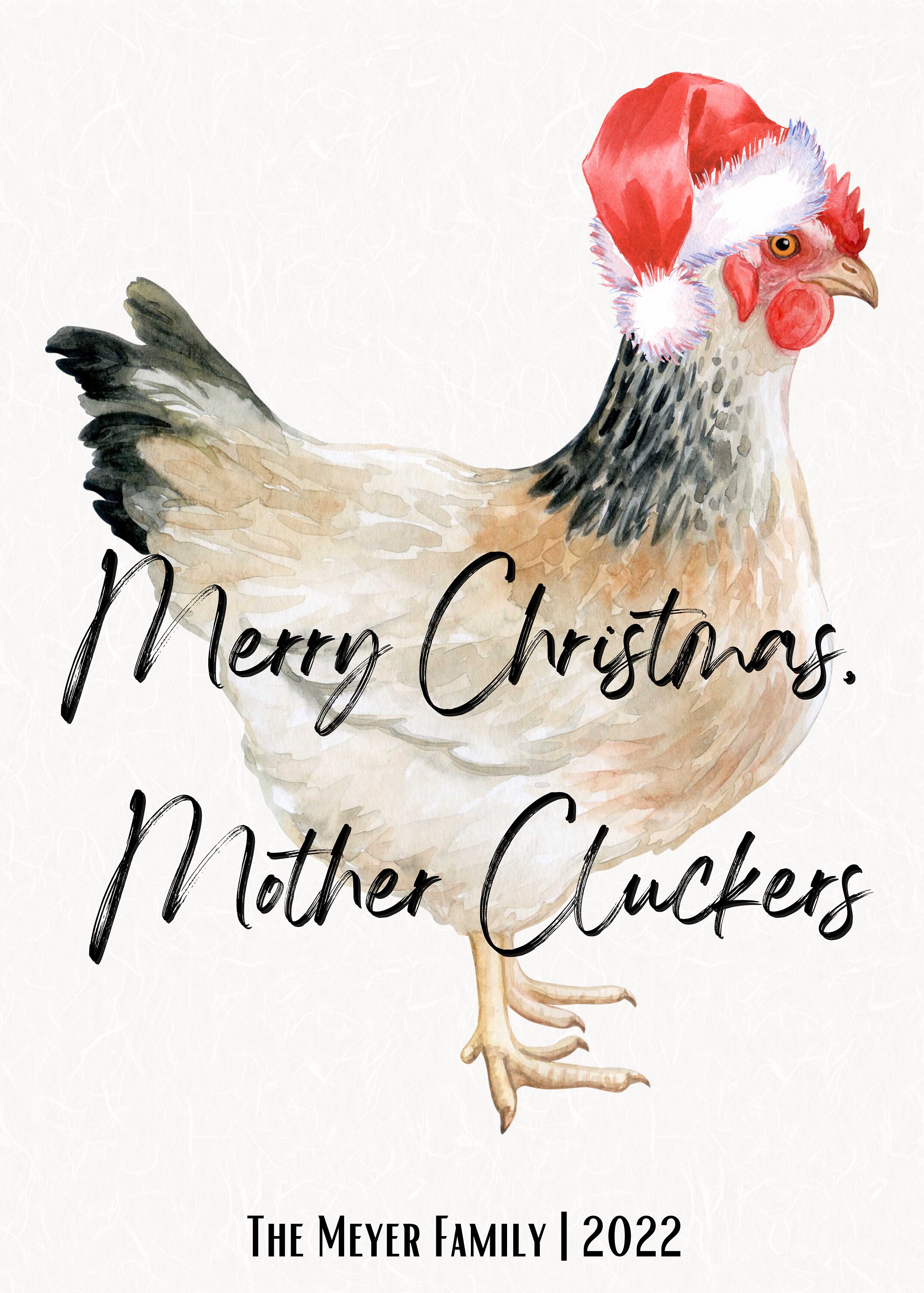 5x7 Funny Chicken Christmas Holiday Card Template Simple & Fun Digital ...