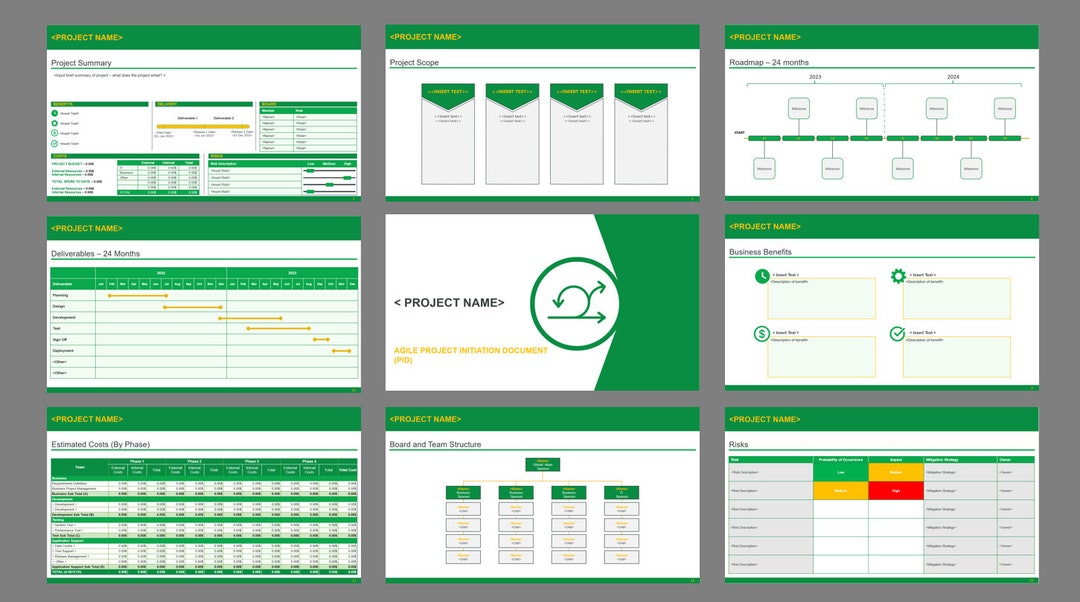 Project Management Project Initiation Document PID Green Scheme 100% ...