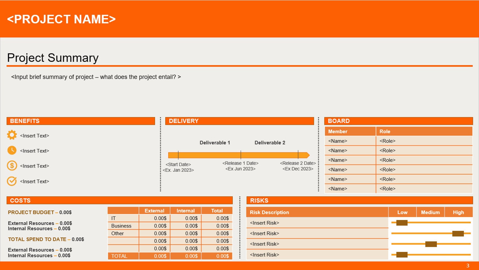 Project Management - Project Initiation Document (PID) - Orange Scheme ...