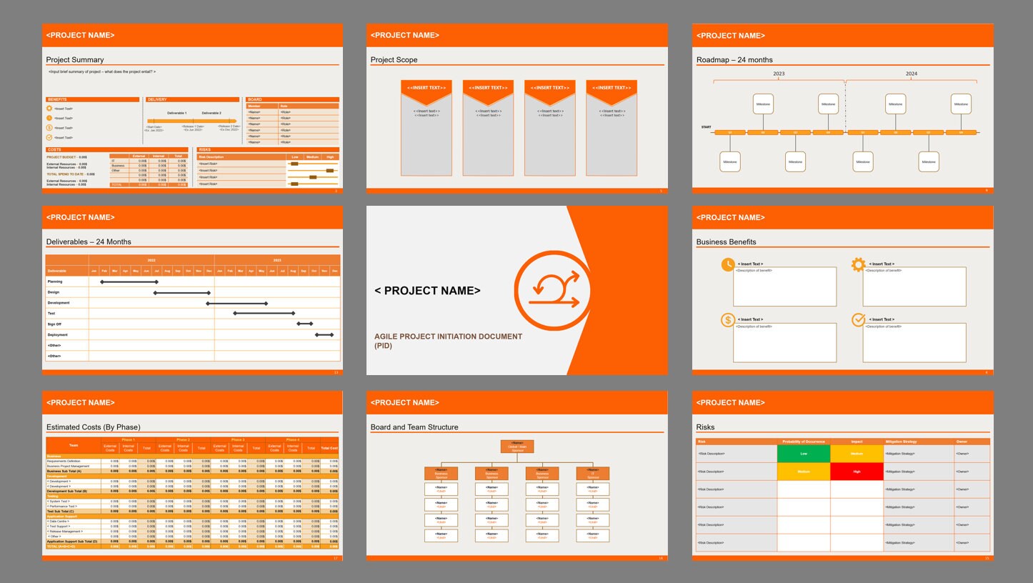 Project Management - Project Initiation Document (PID) - Orange Scheme ...