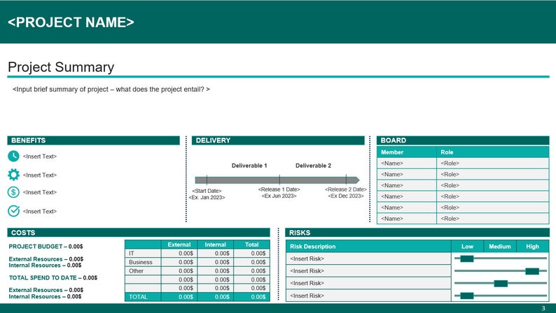 Project Management - Project Initiation Document (PID) - Dark Teal Scheme - 100% Editable ...
