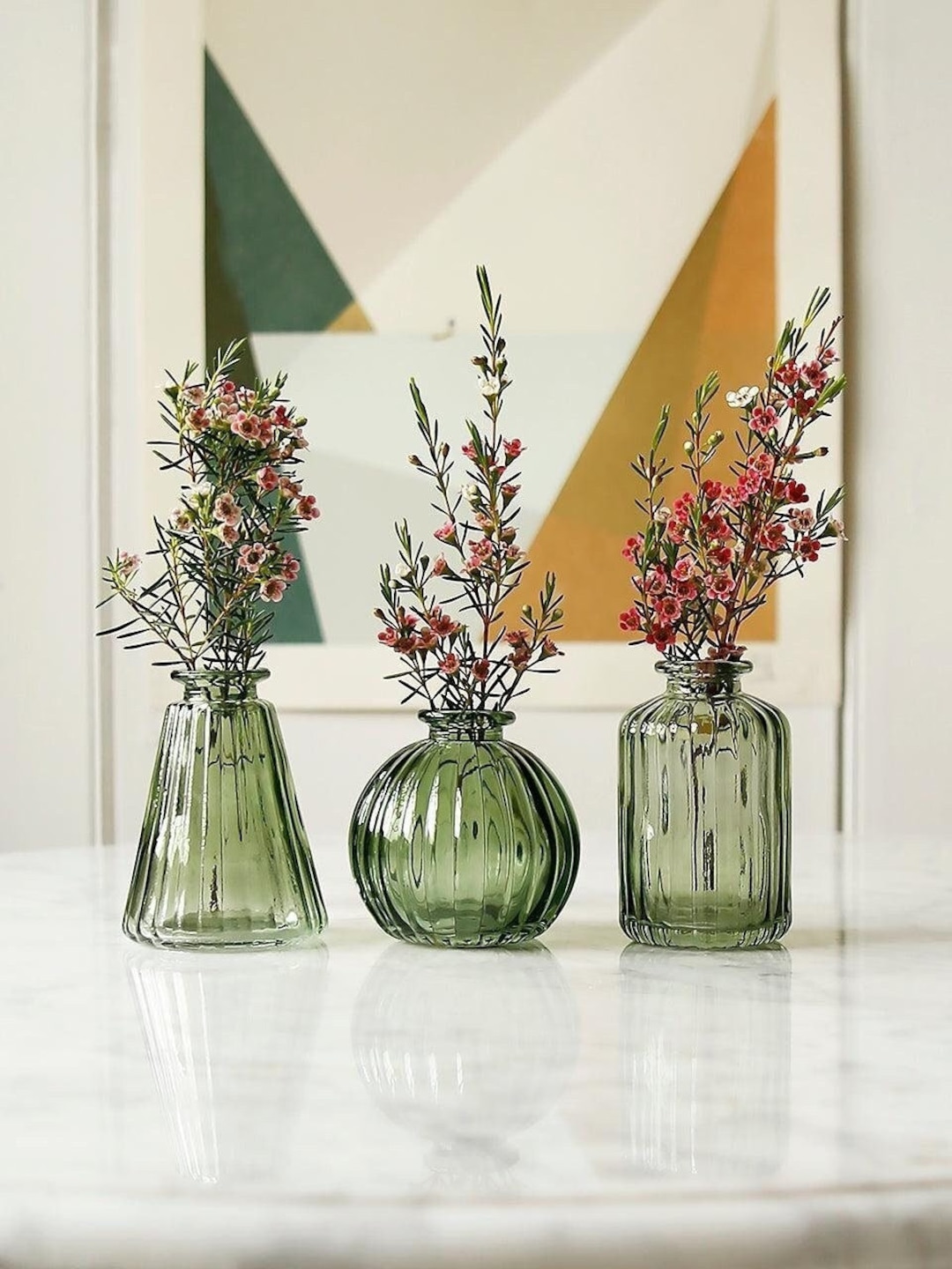 Forest Green Glass Bud Vases Set of Three - Etsy UK