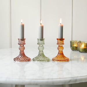Coloured Cut Glass Candlestick - Etsy UK