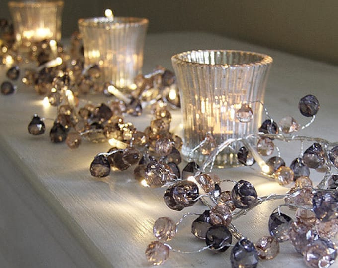 Graphite and Amber Crystal Light Garland - Etsy UK