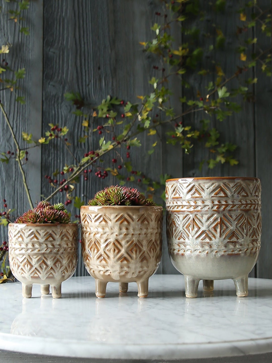 Auburn Glazed Raised Pot Collection - Etsy UK