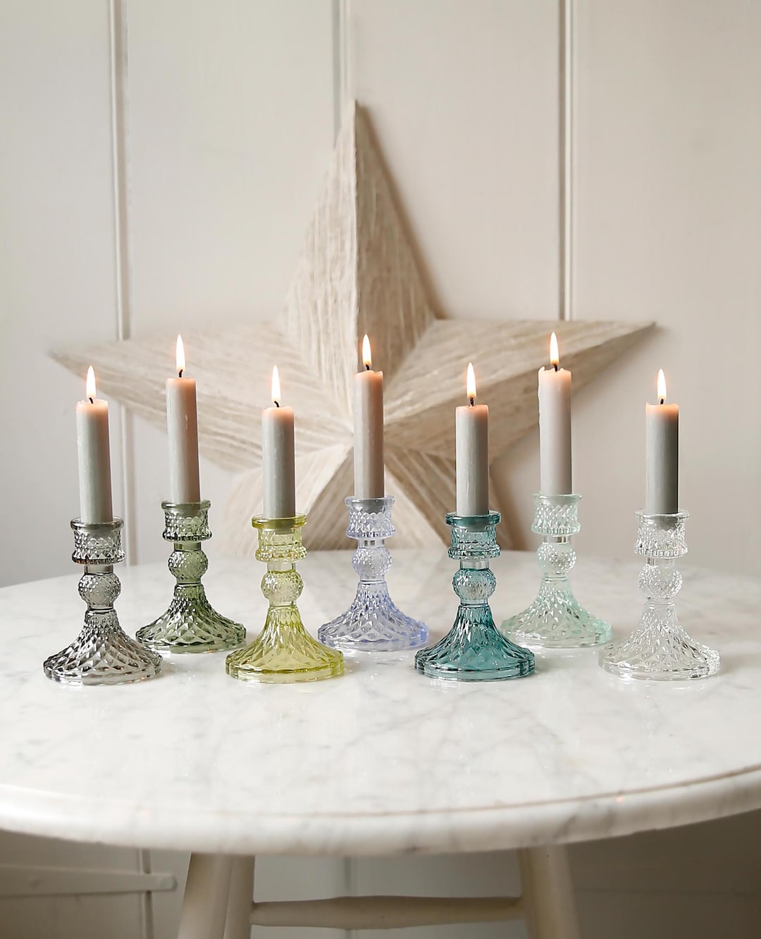 Coastal Coloured Glass Candlestick - Etsy UK