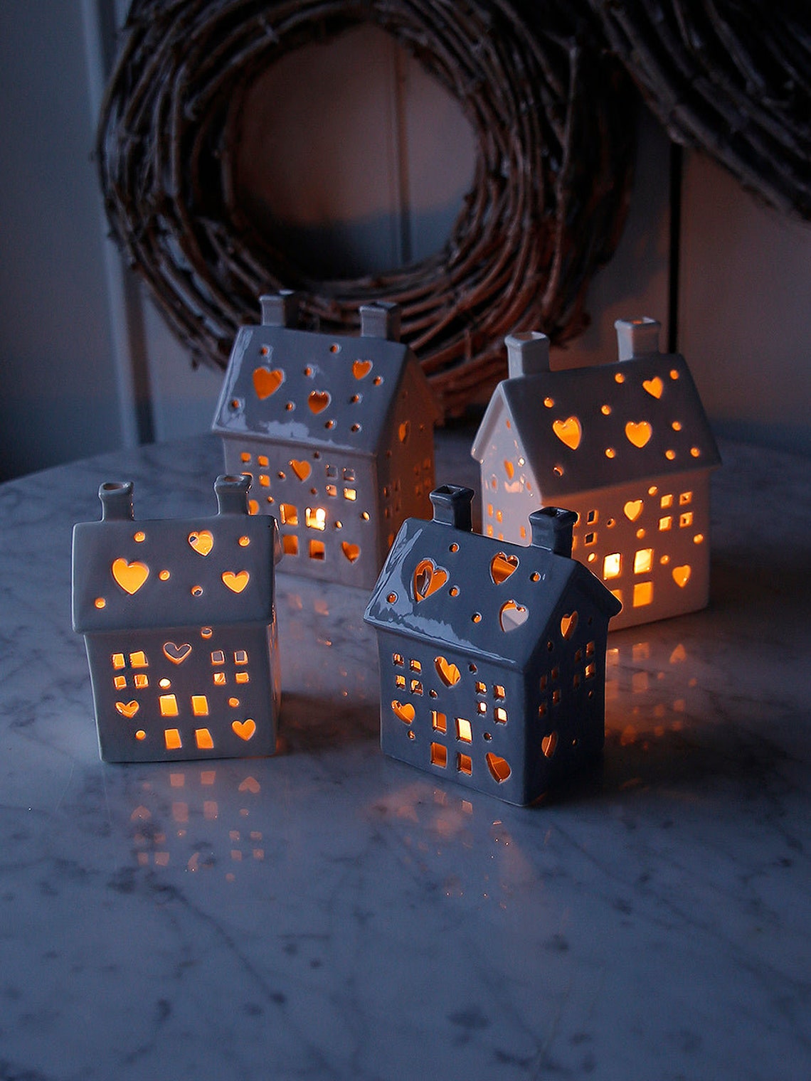 Illuminated Ceramic LED House Collection - Etsy UK
