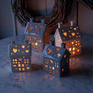 Illuminated Ceramic LED House Collection - Etsy