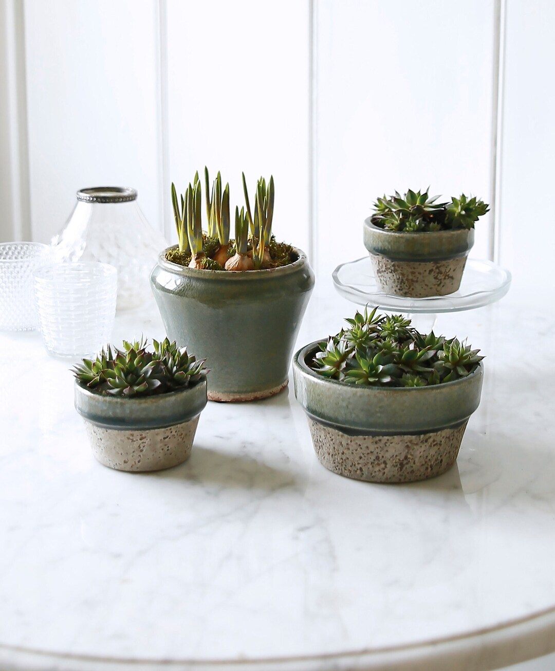 Green and Stoneware Pot Collection - Etsy UK