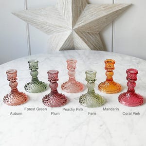 Coloured Cut Glass Candlestick - Etsy UK