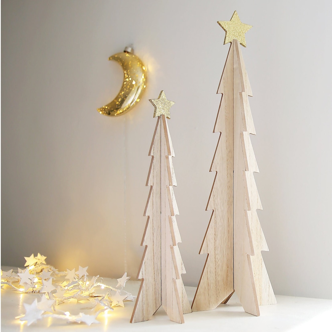 Gold Star Topped Decorative Tree - Etsy UK