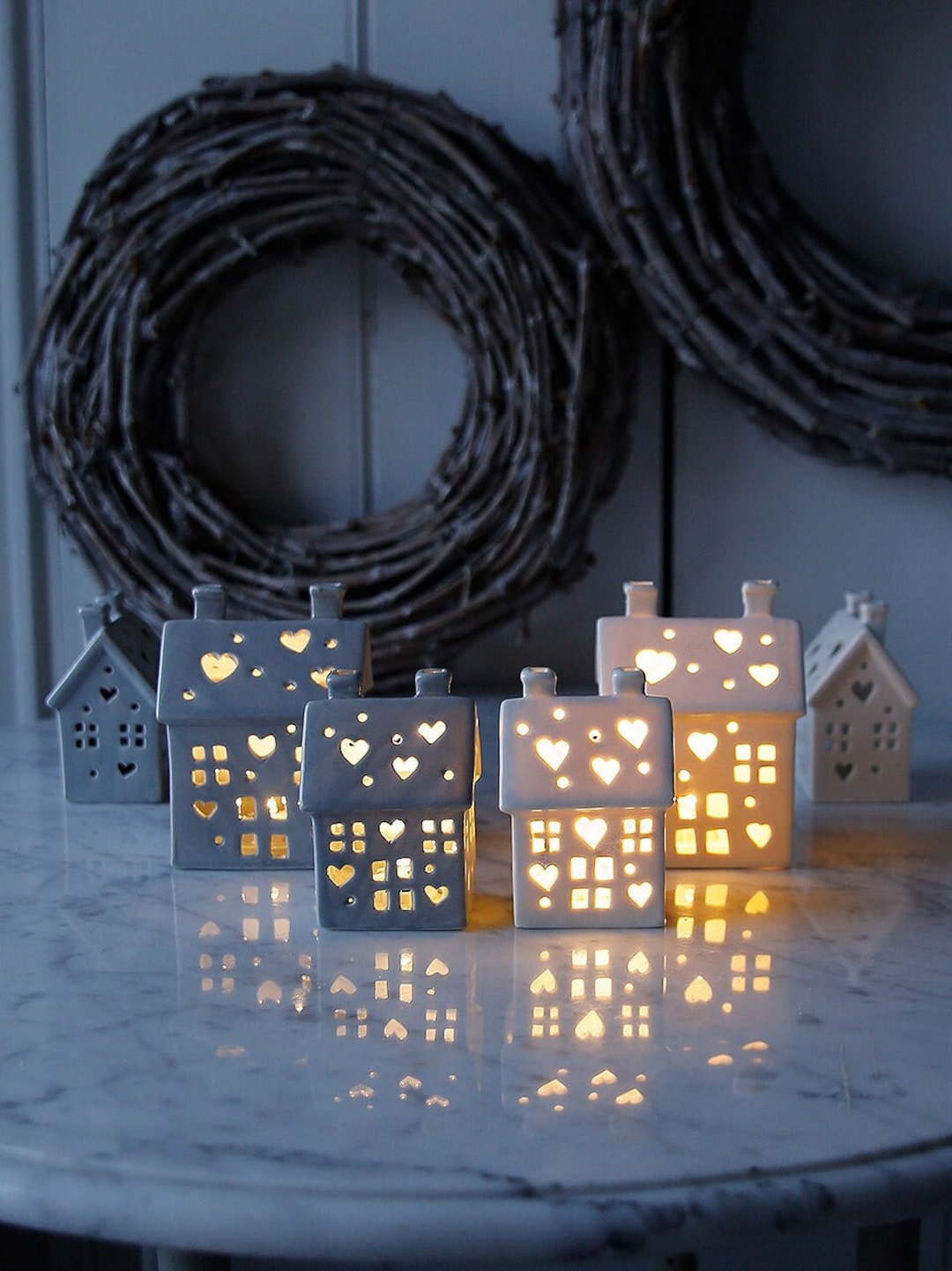 Illuminated Ceramic LED House Collection - Etsy