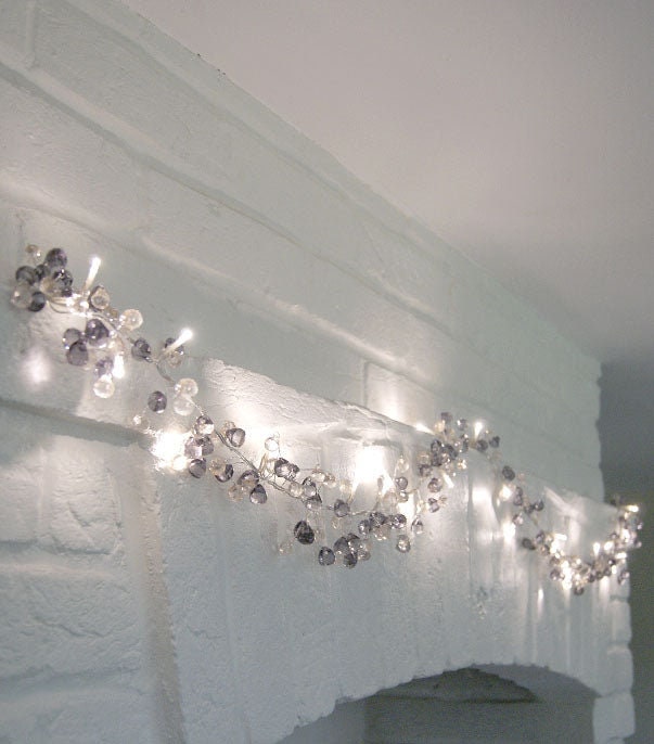 Graphite and Amber Crystal Light Garland - Etsy UK