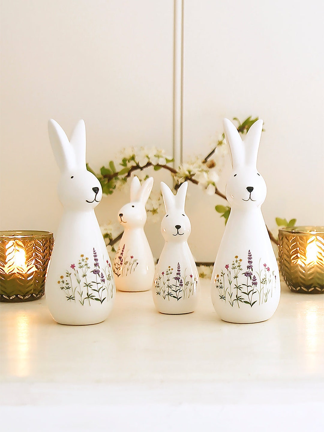 Meadow Flower Ceramic Rabbit Decoration - Etsy UK