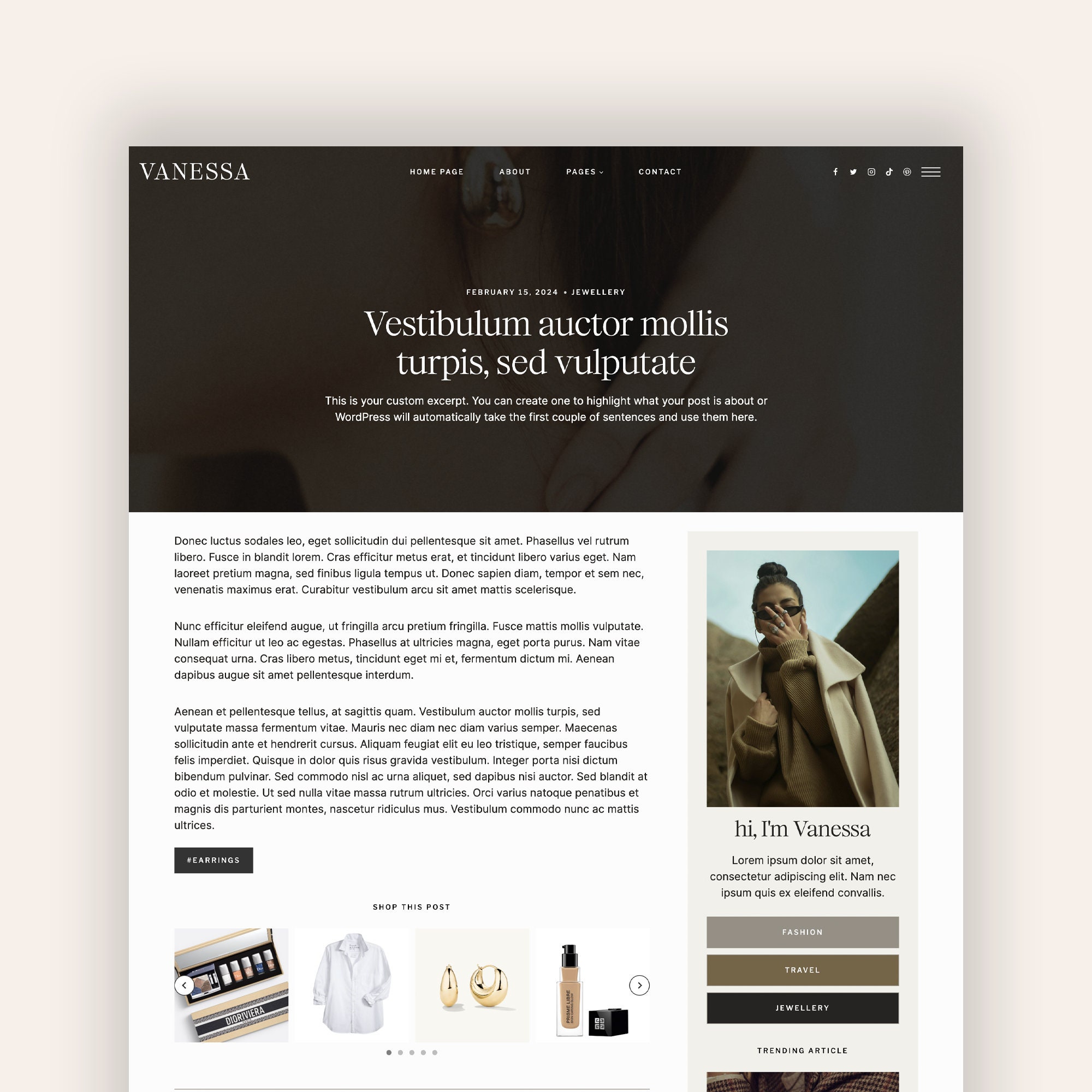 Feminine Wordpress Theme Modern Bold for Beauty Fashion Lifestyle ...