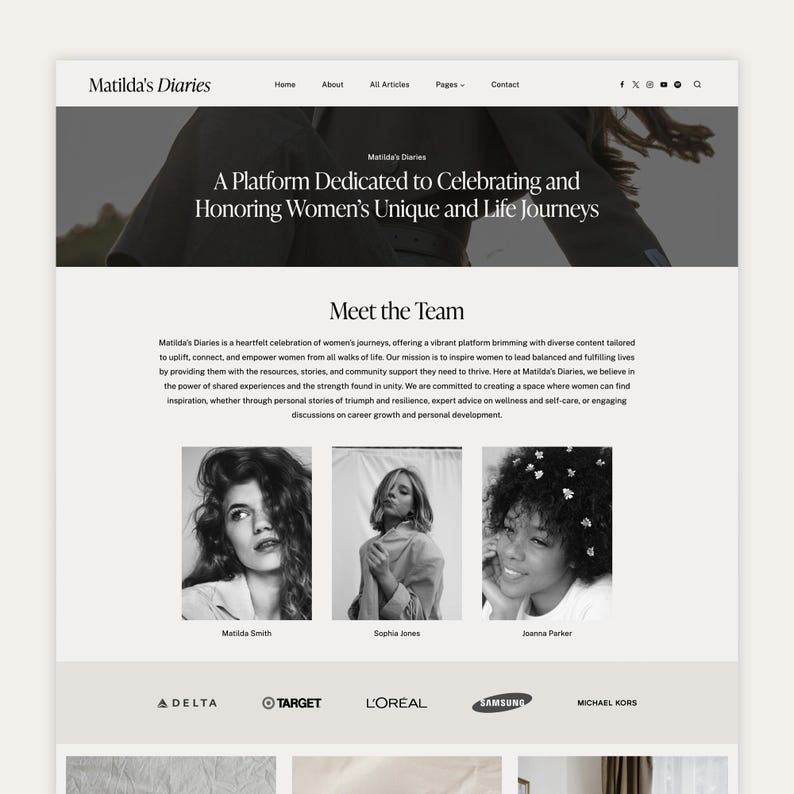 Feminine Modern Minimalist Magazine Wordpress Theme for Lifestyle ...