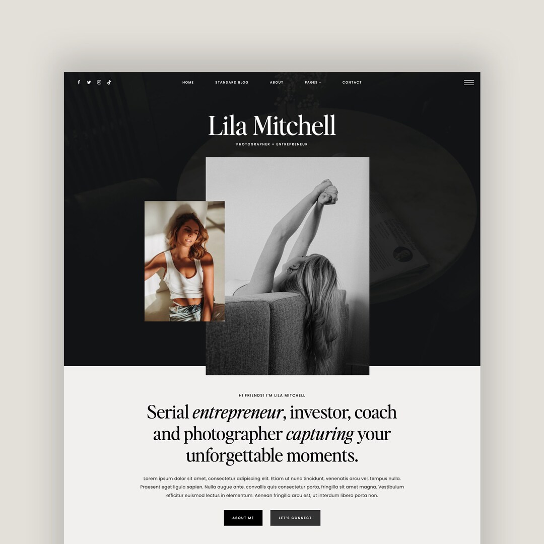 Wordpress Theme Editorial Bold Modern for Photographers, Coaches, Bloggers, Female Entrepreneurs ...