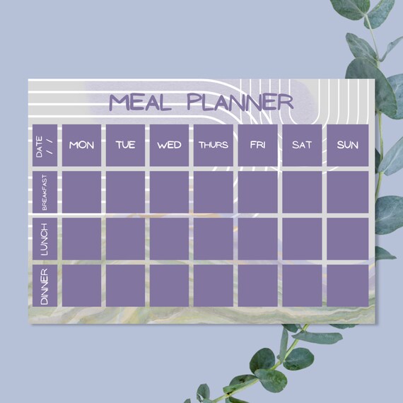 Digital Meal Plan Template / Canva Designs / Editable Template - Etsy