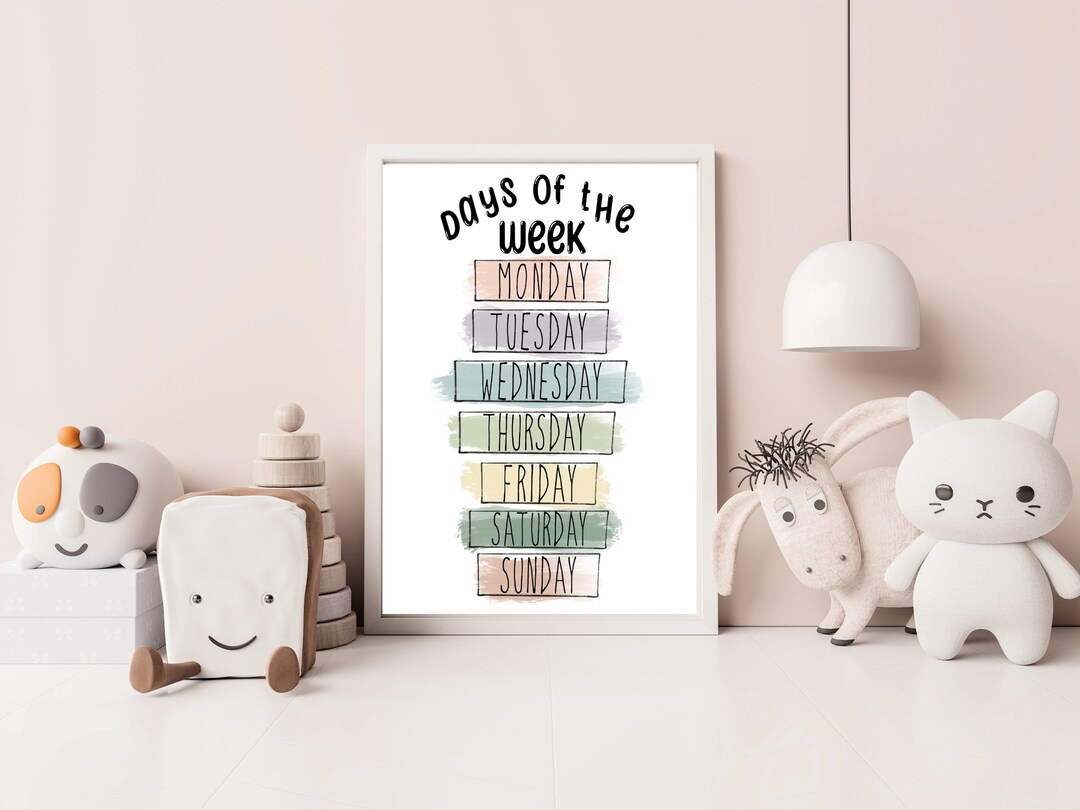 Days of the Week Print DIGITAL DOWNLOAD Kids Educational Print ...