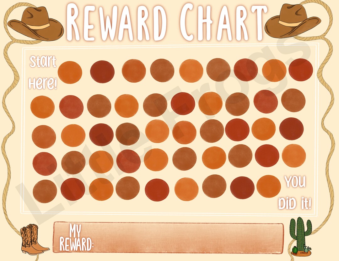 Kid's Reward Chart Cowboy Reward Chart Printable Reward Chart Behavior ...