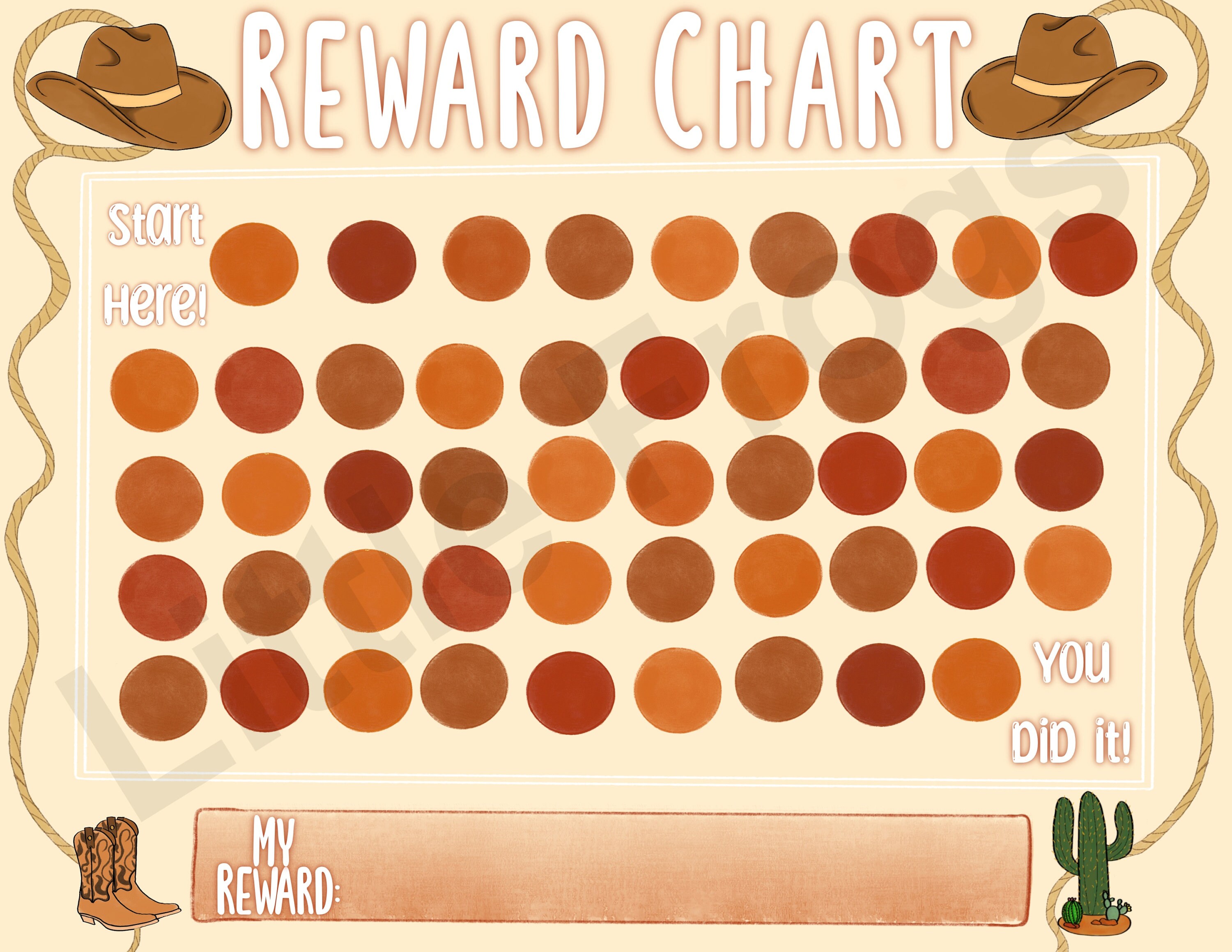 Kid's Reward Chart Cowboy Reward Chart Printable Reward - Etsy Canada