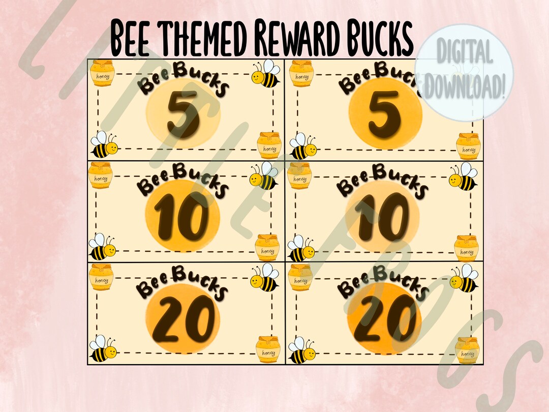 Kid's Reward Bucks Bee Bucks Reward System Mom Bucks Chore Bucks ...