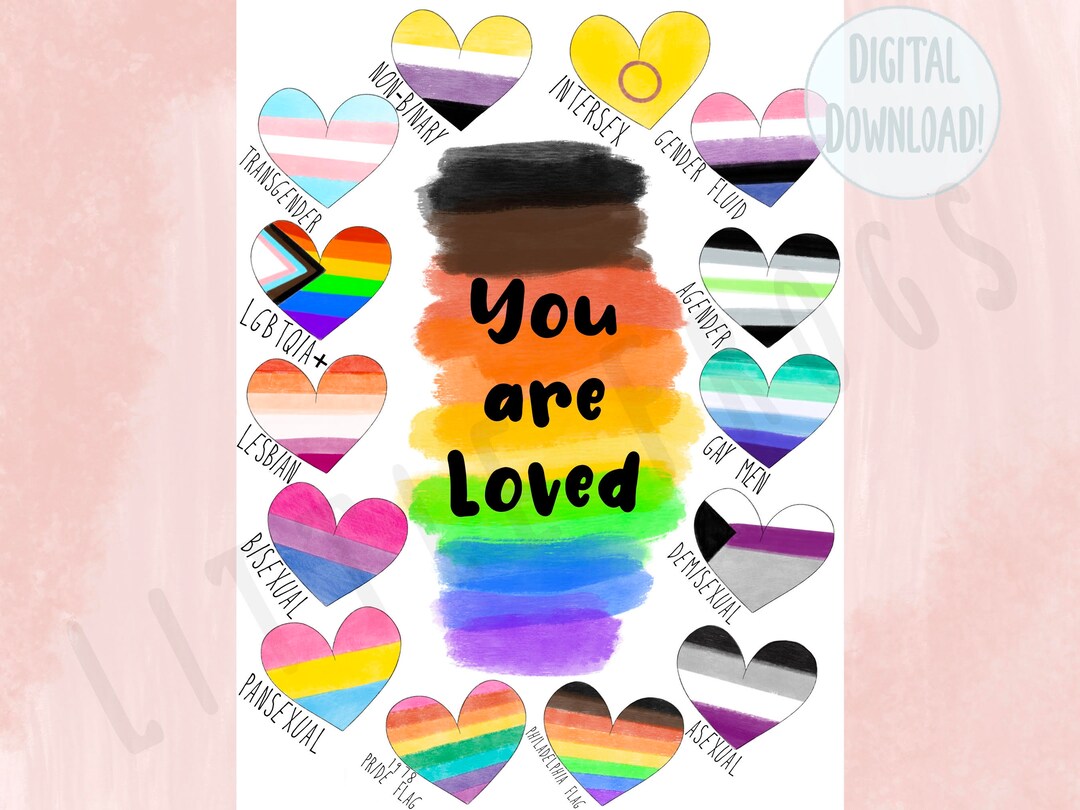 LGBTQIA Pride Flag Poster You Are Loved LGBTQ Flags LGBTQ Print Lgbtq ...